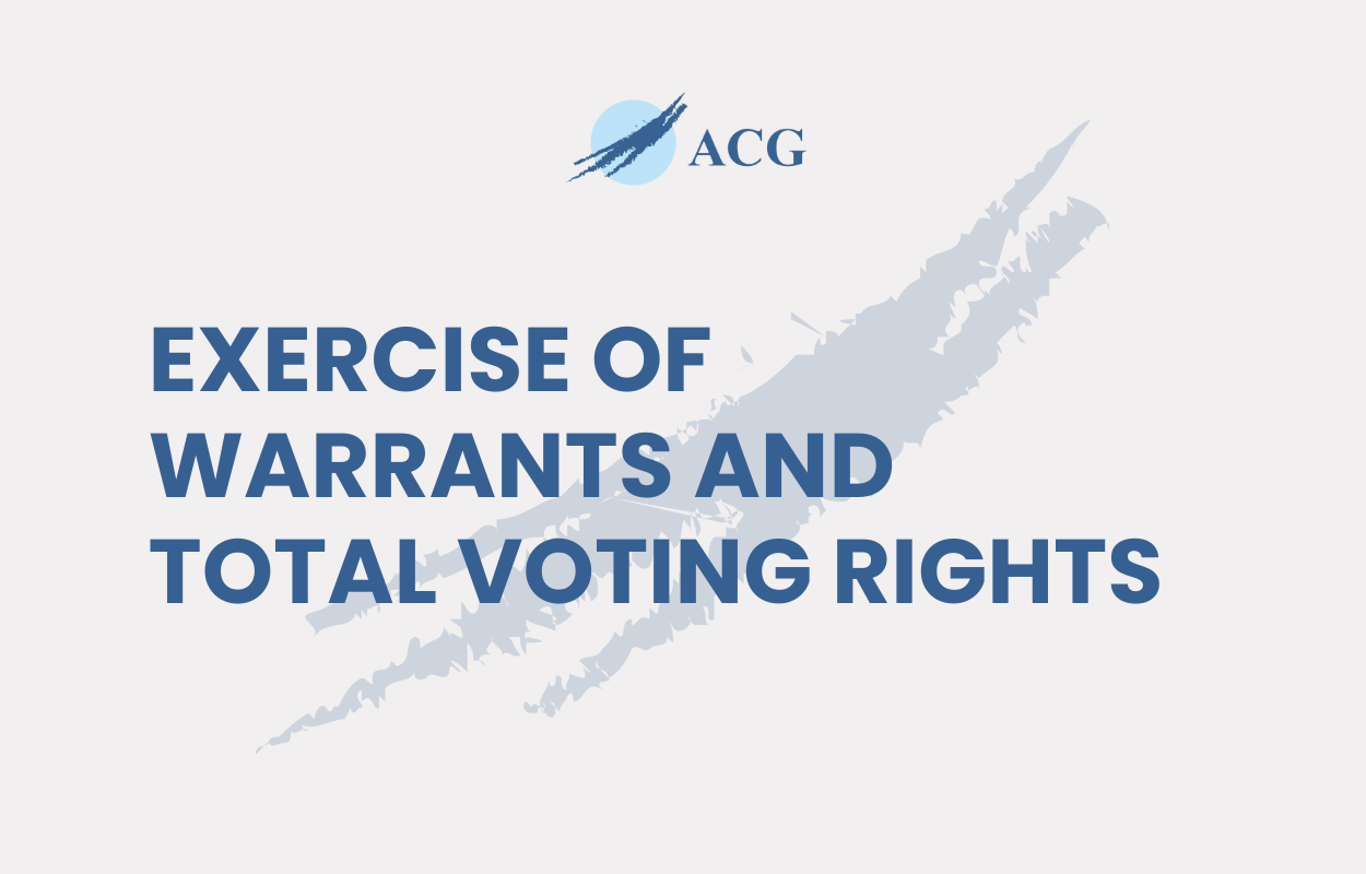 Issue of New Ordinary Shares, Exercise of Warrants and Total Voting ...
